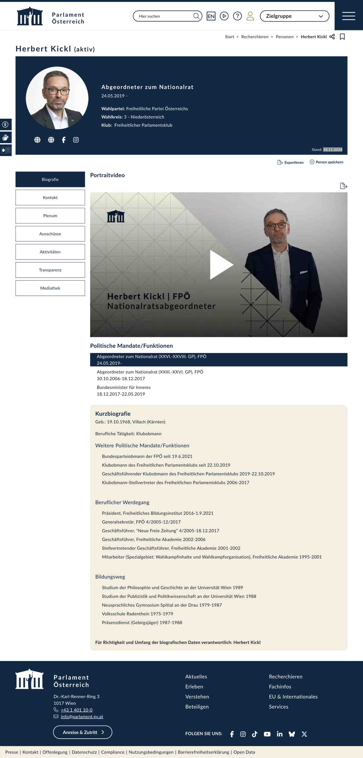 Herbert Kickl - Abgeordneter zum Nationalrat | Meine Abgeordneten